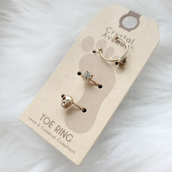 Crystal Ave. | Jewelry | 3 Pc Skull Toe Ring | Poshmark
